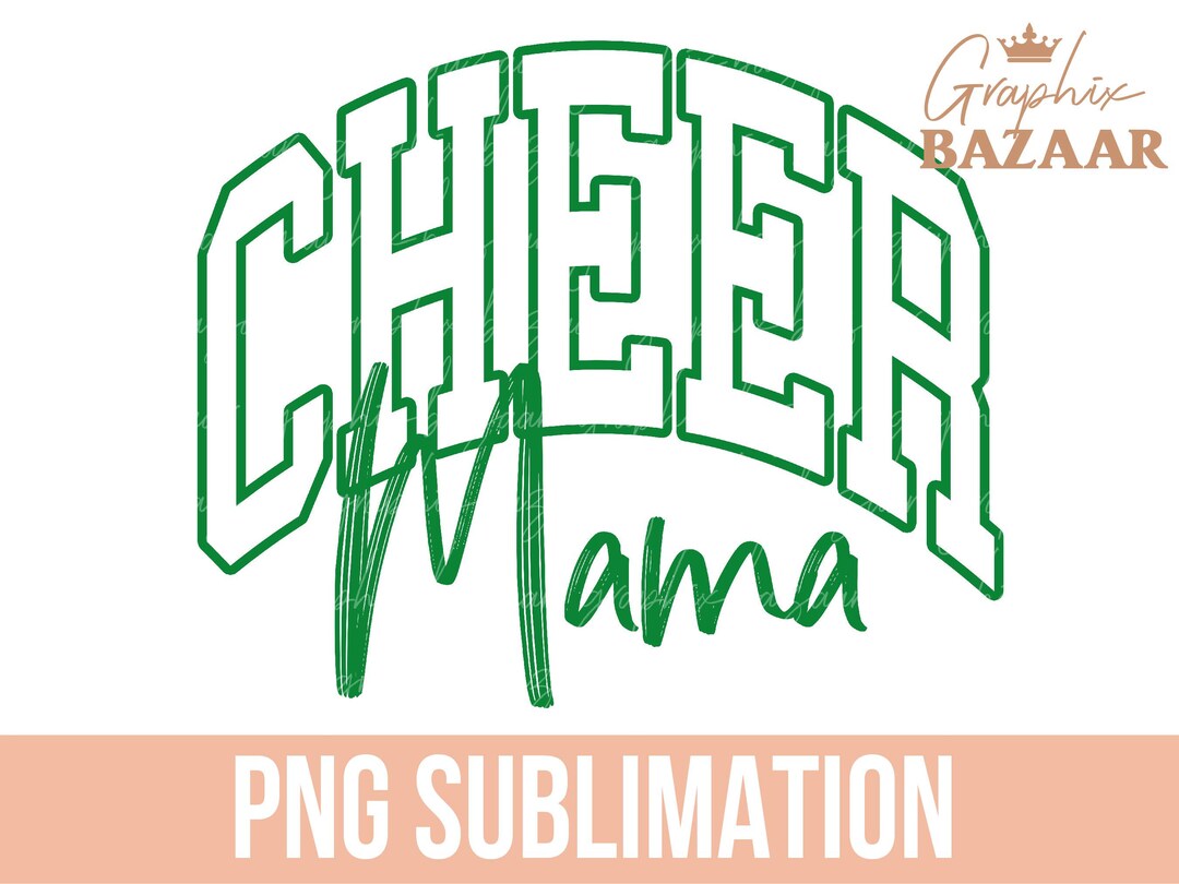 Cheer Mama PNG Green Preppy Cheerleading Mom Sublimation Design Varsity ...