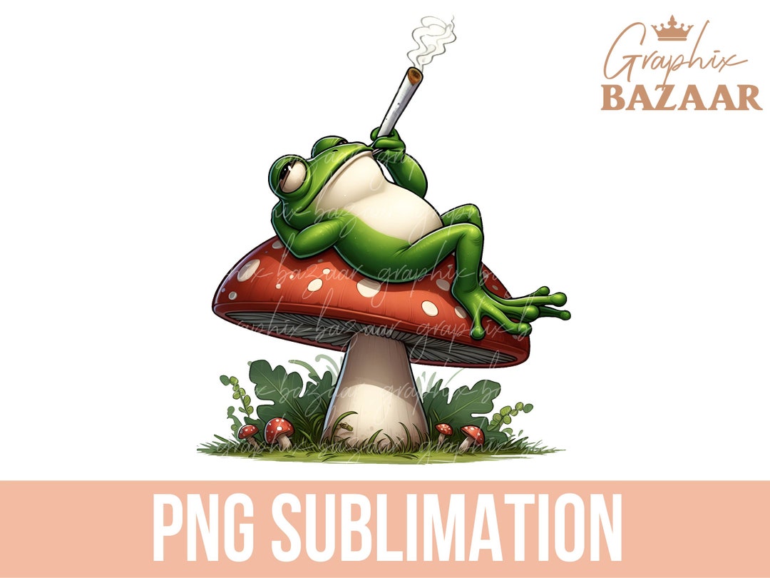 Weed Smoking Frog PNG Funny Frog Sublimation Design Cannabis PNG Funny ...
