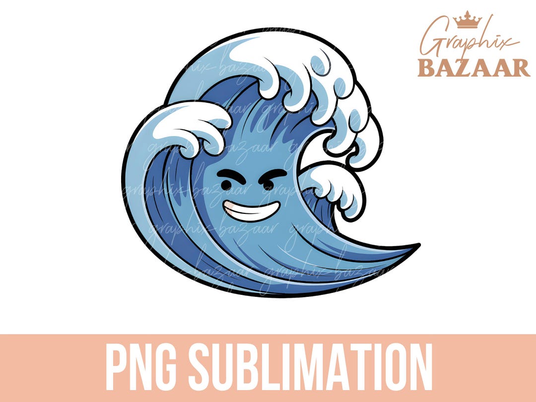 Cheeky Wave Clipart Funny Tsunami Wave Sublimation Design Earth Day PNG ...