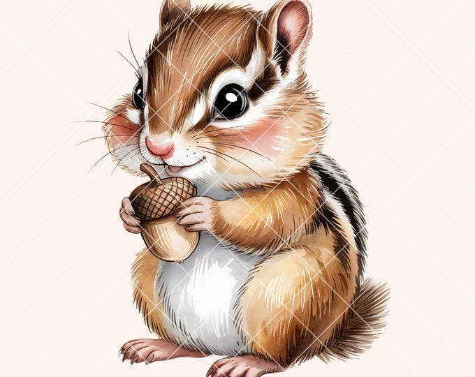 Baby Chipmunk Eating Nut PNG Clipart, Cute Woodland Animal Digital Clip ...