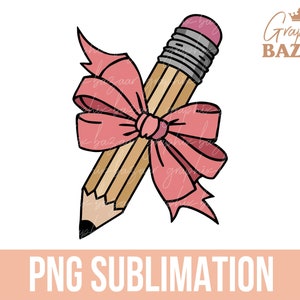 School Pencil With Big Bow Clipart Cute Teacher Shirt Design Pencil ...