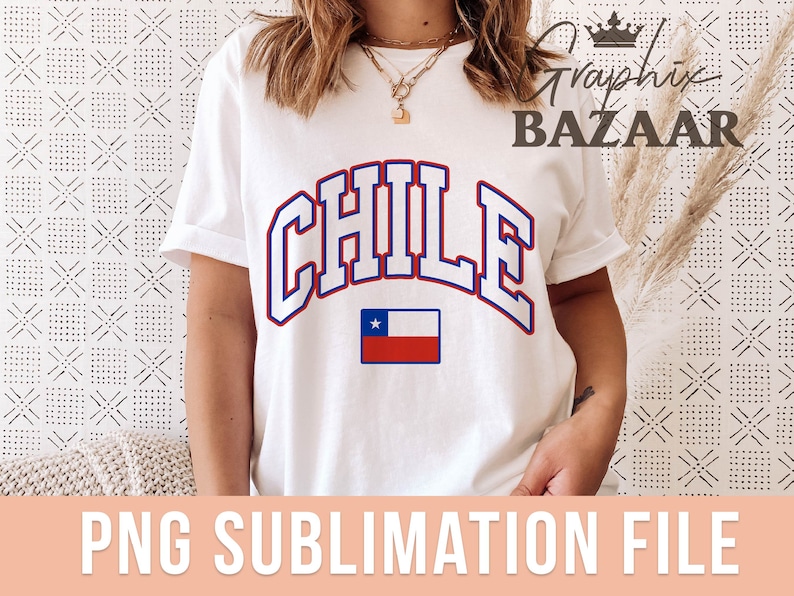 Chile PNG Chilean Flag Sublimation Design Chile Shirt Design Red White ...