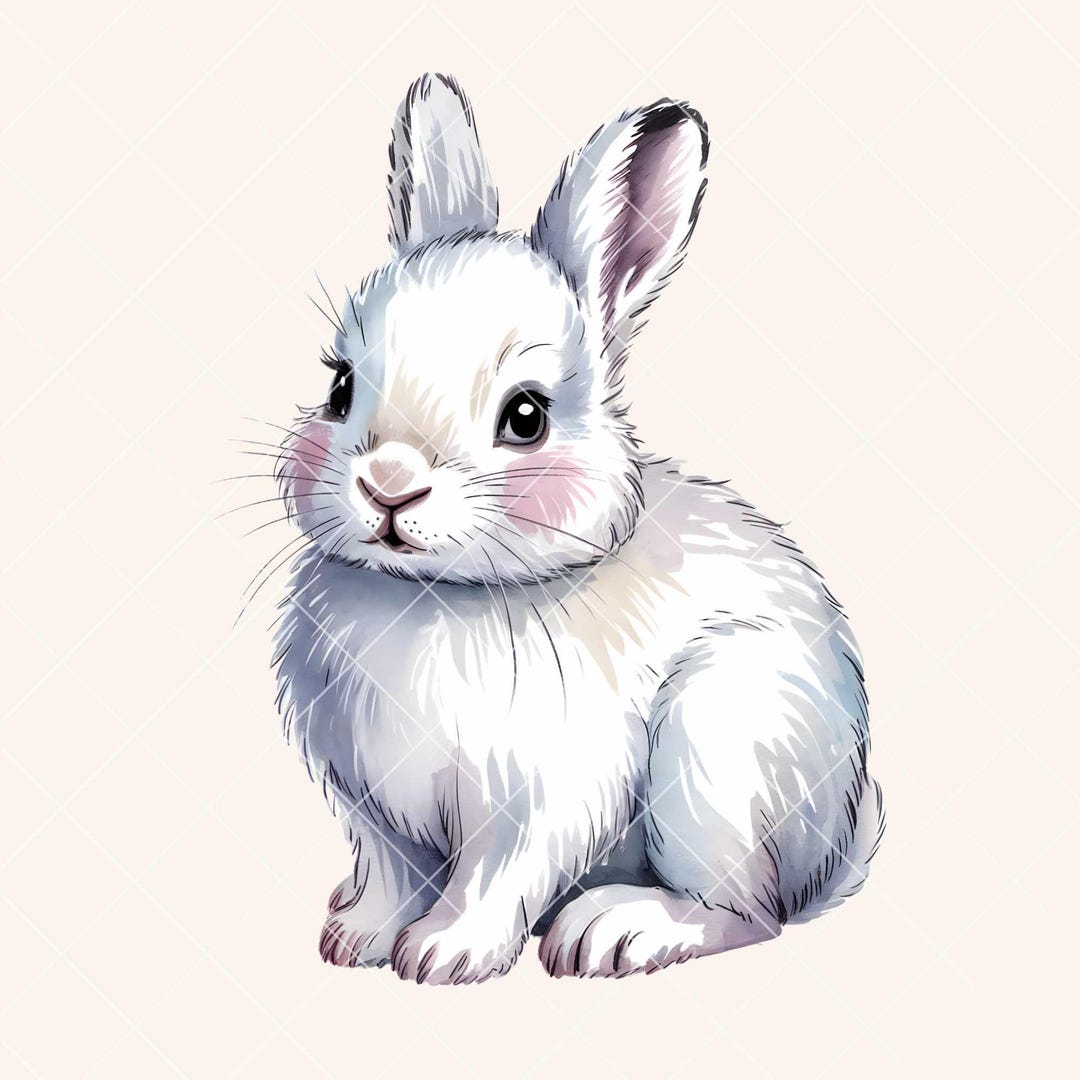 Watercolor Arctic Hare Clipart High Resolution White Hare Watercolor ...