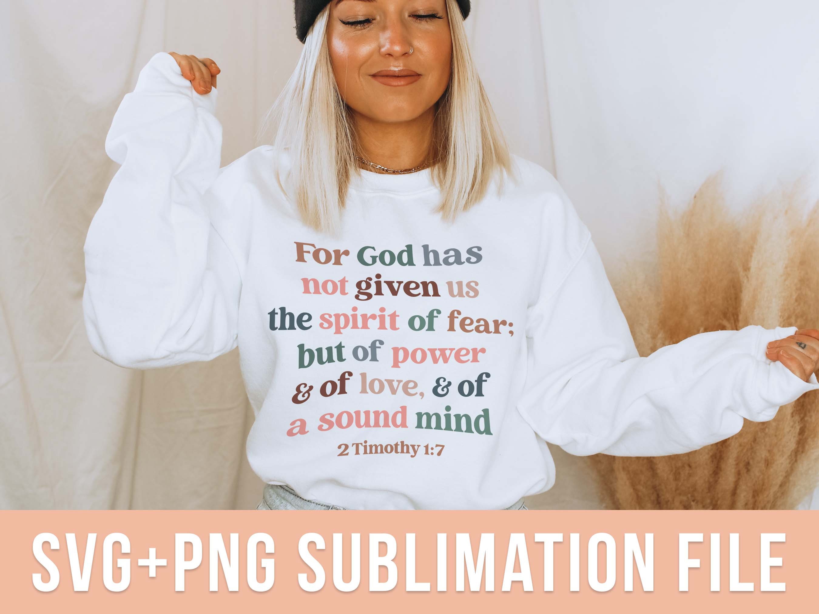 2 Timothy 1:7 PNG Boho Christian Sublimation Design Bible - Etsy