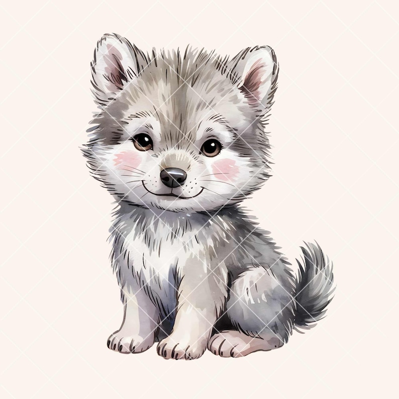 Watercolor Wolf Clipart High Resolution Wolf Cub Watercolor PNG ...