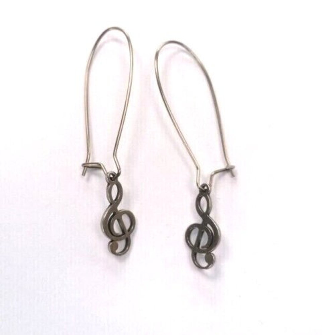 Musical Note / Treble Clef Drop / Dangle Earrings - Anti Allergy ...