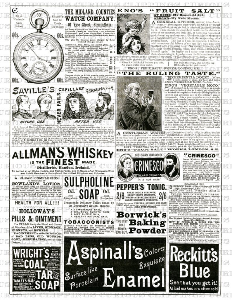 Printable Victorian Newspaper Advertisements, Digital Download for Junk ...