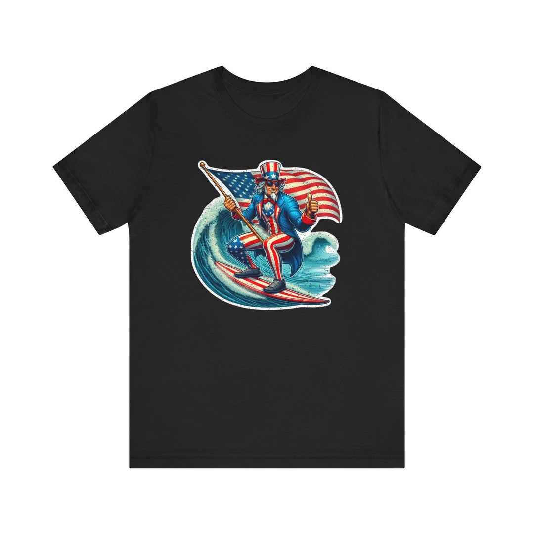 Uncle Sam Surfing Shirt, American Surfer Shirt, USA Flag, Patriotic ...