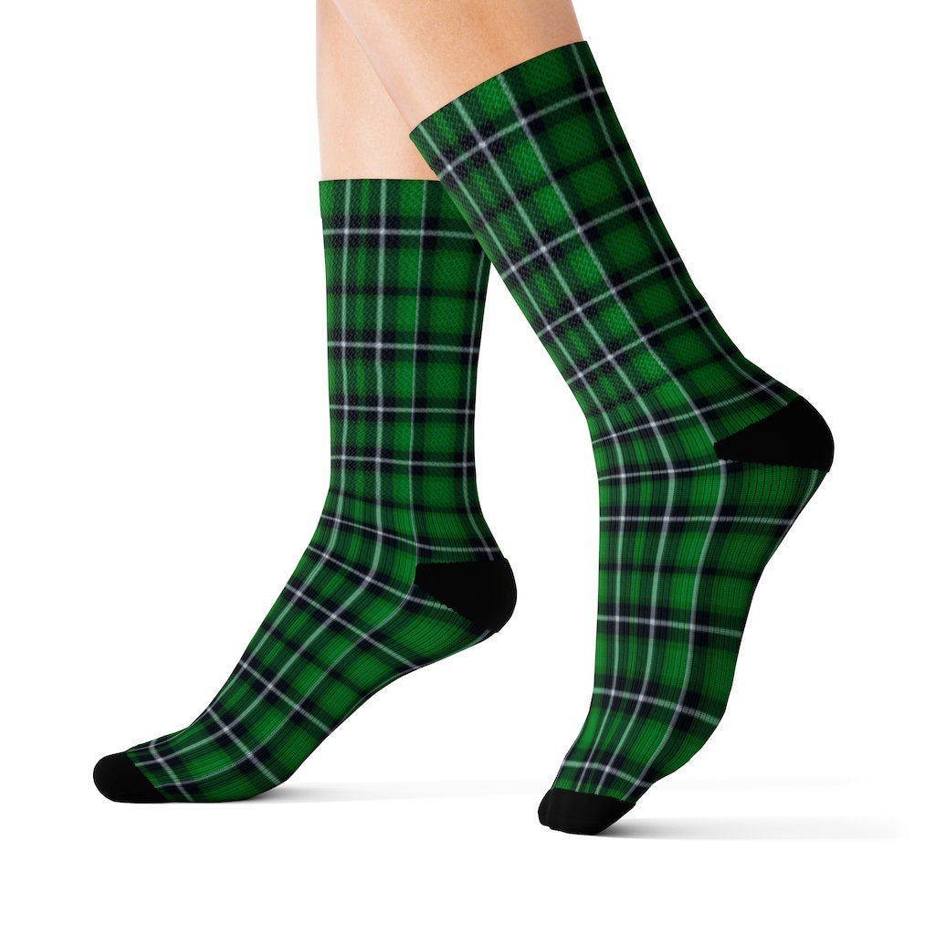 Plaid Socks Buffalo Plaid Socks Green Socks Print - Etsy