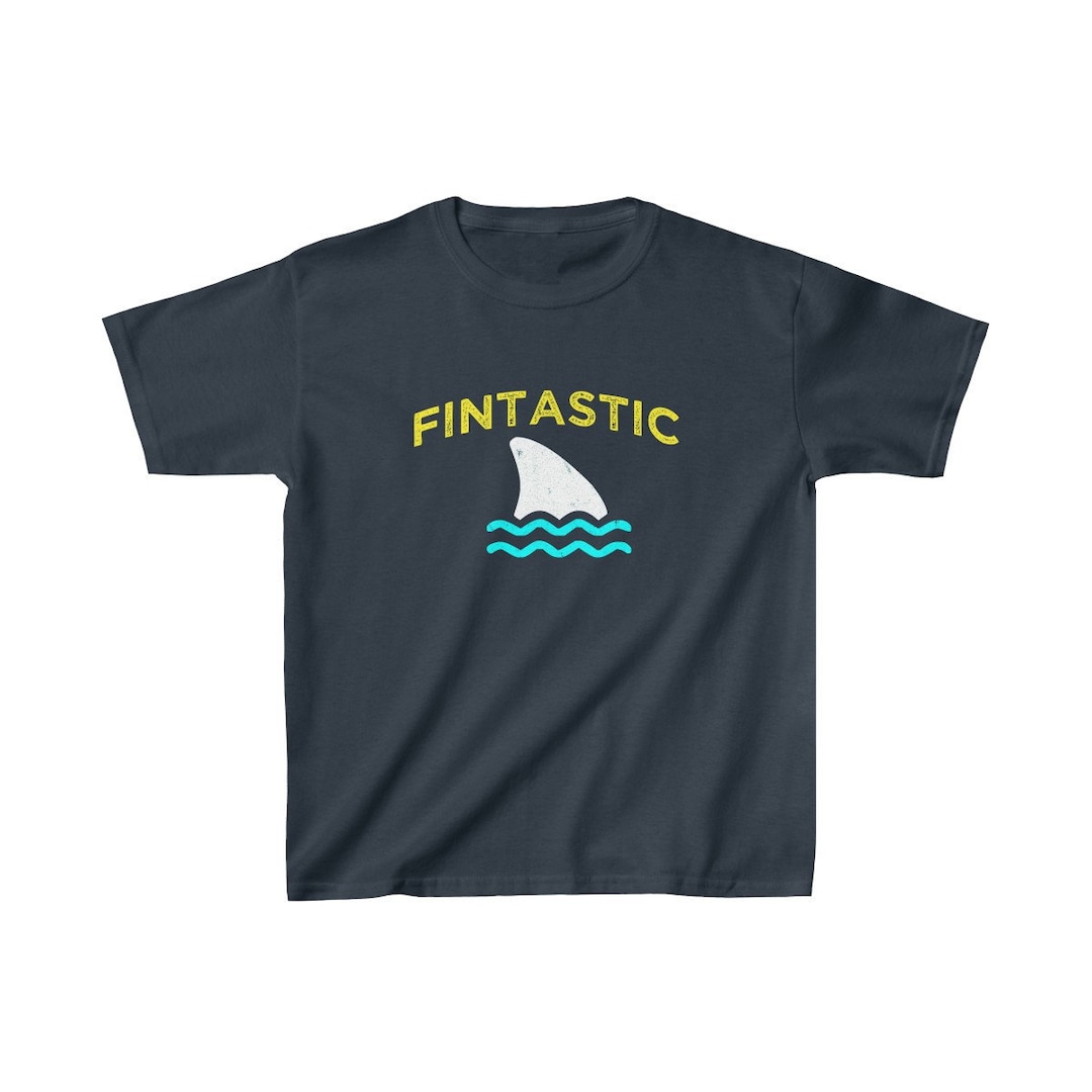 Kids Fintastic Shark Fin 70s Vintage Tee | Boys Shark T-shirt | Girls ...