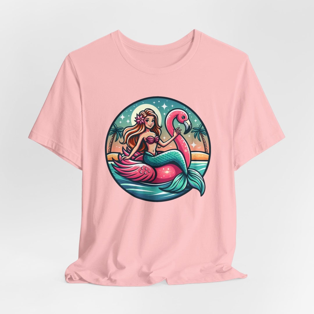 Mermaid Pink Flamingo Float Shirt, Pool Party, Vacation Shirt, Vacation ...