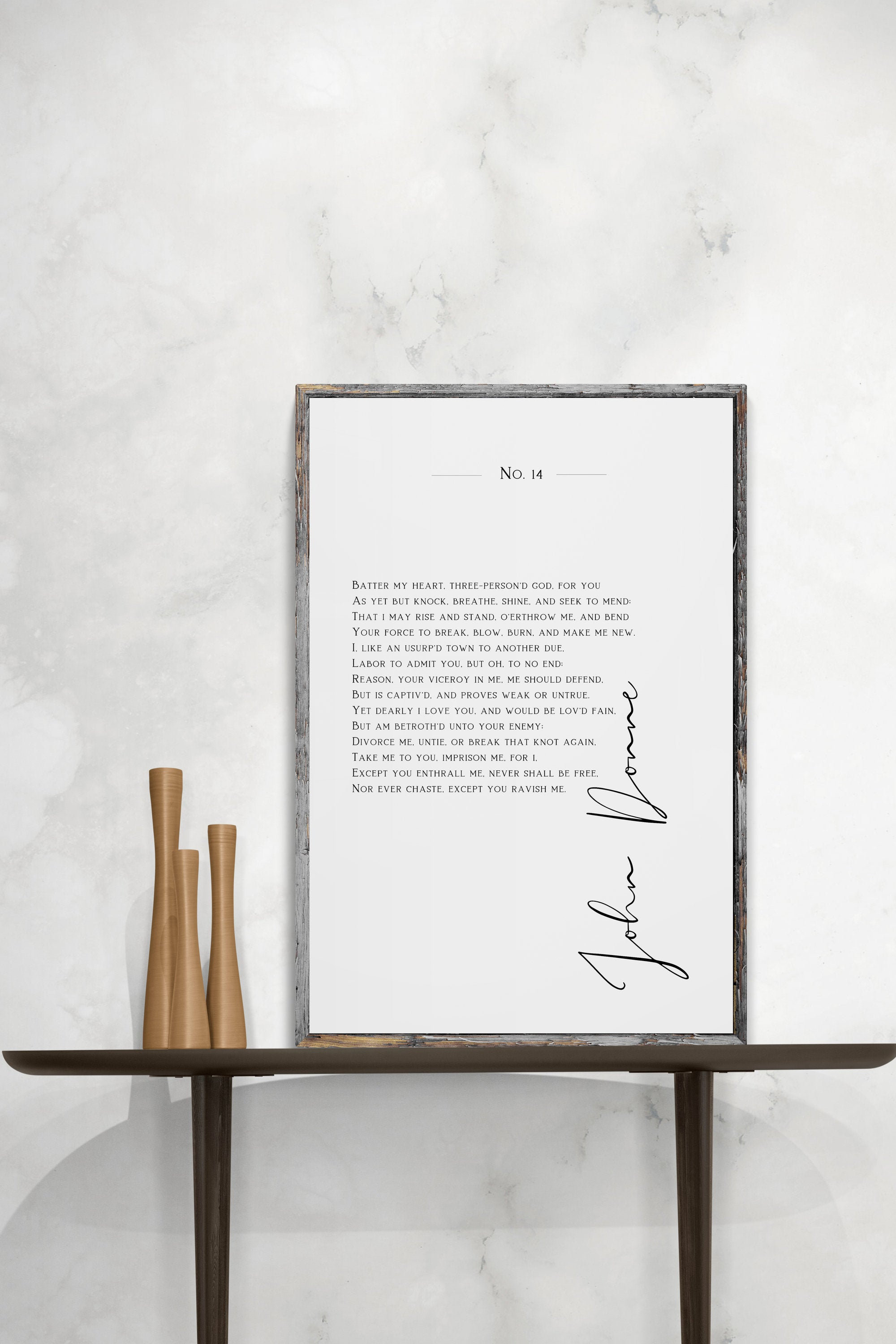 John Donne Holy Sonnet 14 Print Batter My Heart Three | Etsy