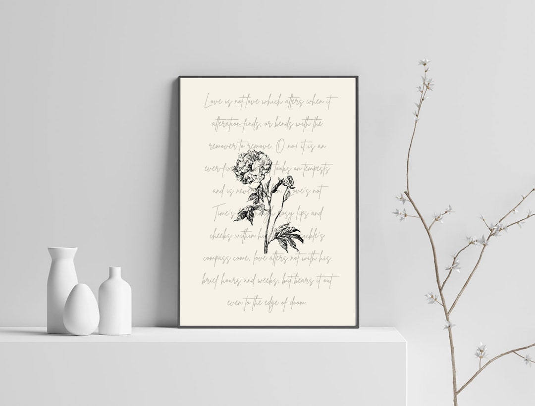 Sonnet 116 Shakespeare Quote Wall Art | Love Poetry | Literary Poster ...