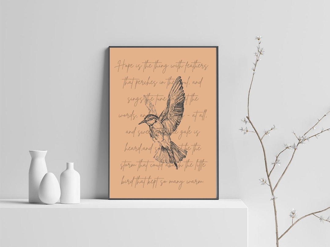 Hope is A Thing With Feathers, Emily Dickinson Poetry Art Poster ...