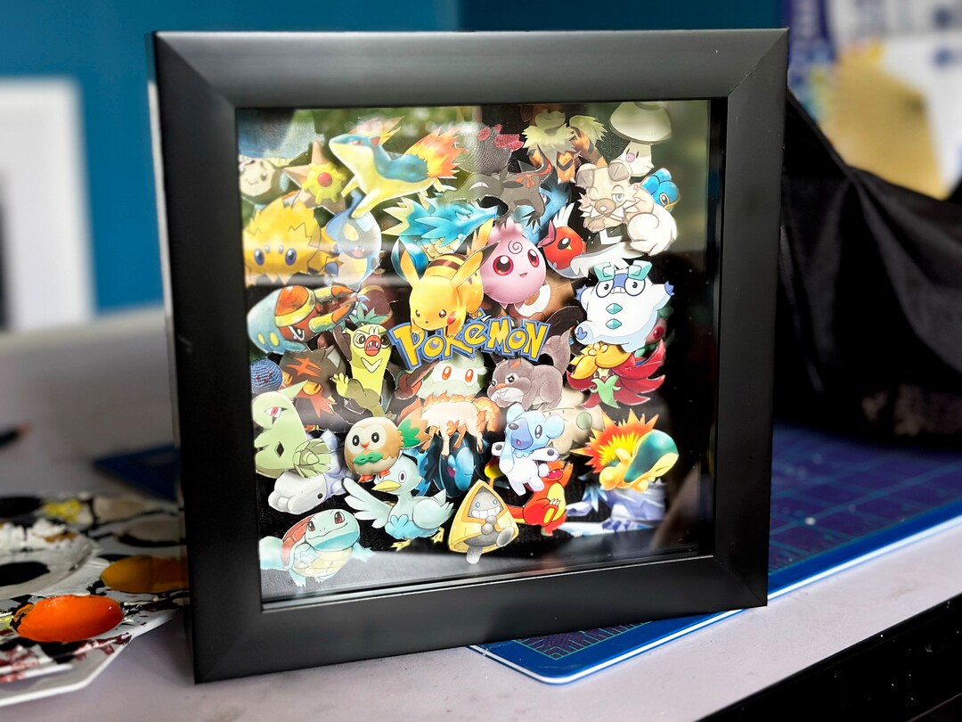 Pokémon Shadow Box - All Types - 7x7" - Etsy