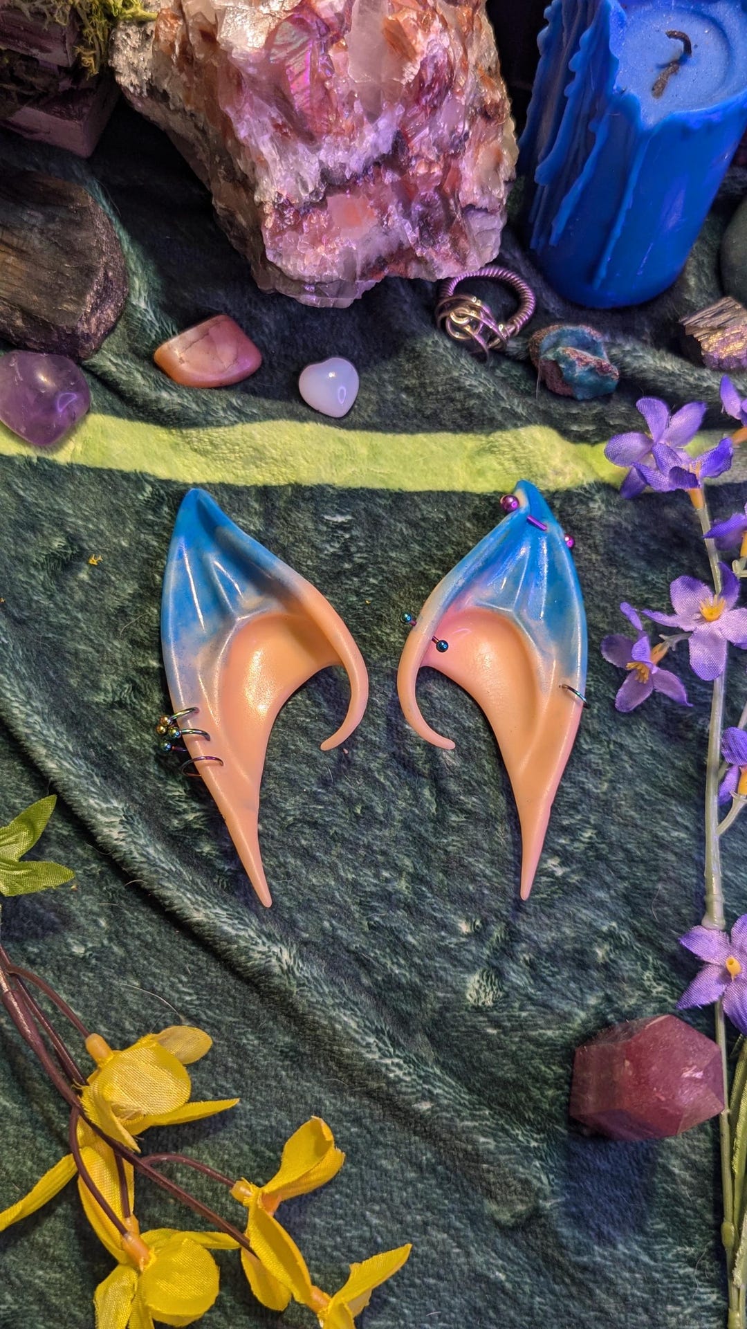 Latex Elf Ears With Piercings! Blue Fading Skin Elf Ears - Etsy