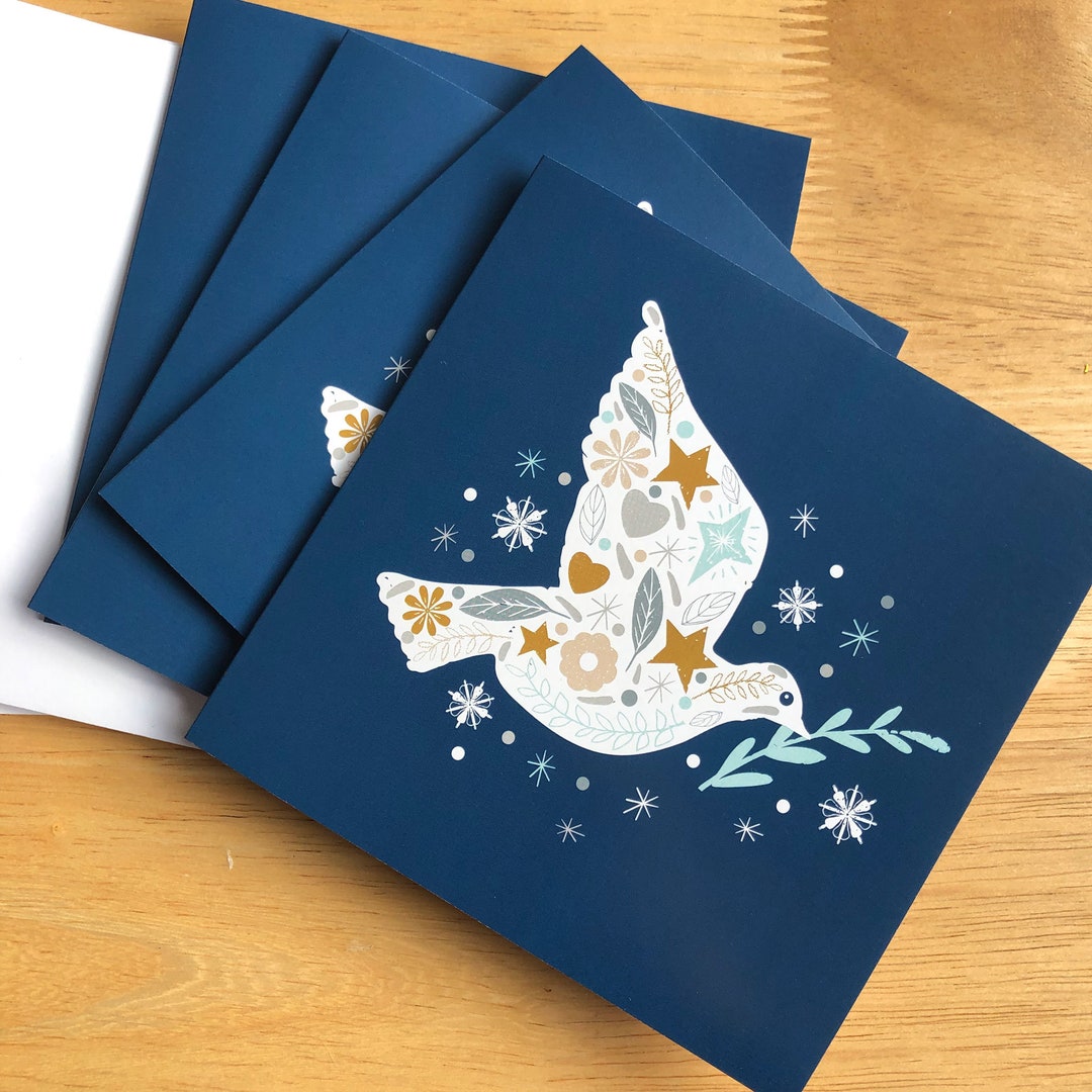 4 Pack Dove for Peace Christmas Cards, Peace on Earth, Cards for Hope ...