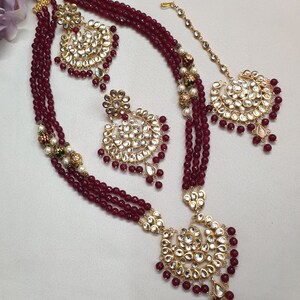 Ruby Red Kundan Necklace Set With Earrings and Tikka, Indian Jewelry ...