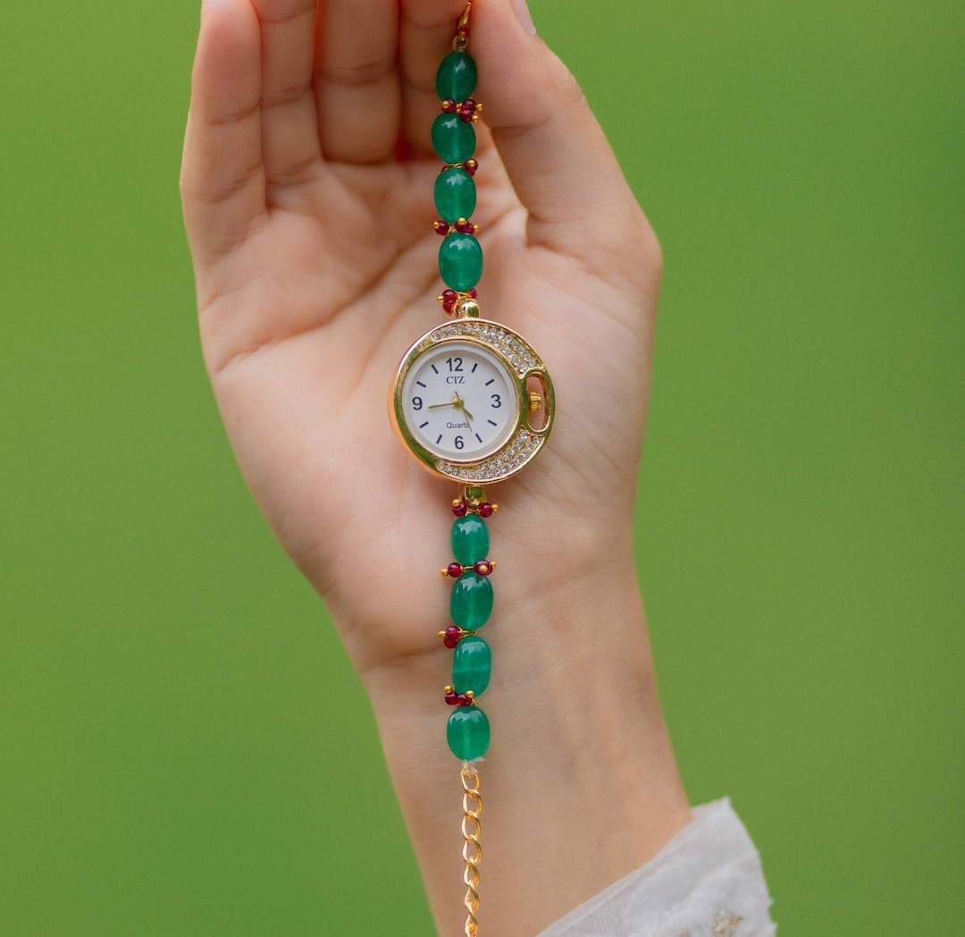 Emerald Green Stone Premium Women's Wrist Watch, Women's Watch, Fashion ...