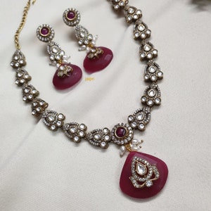 Ruby Red Indian Kundan Necklace, Indian Kundan Jewelry, Pakistani ...
