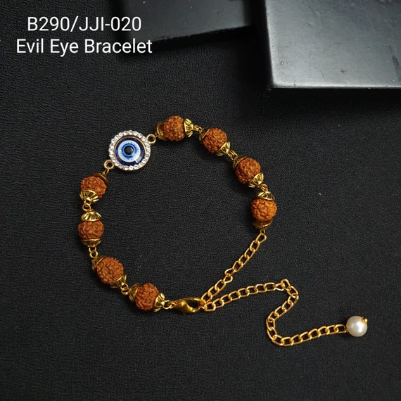Evil Eye Bracelet Protection Bracelet Indian Jewelry Dainty Beaded Bracelet Gift for Her him Delicate Bracelet Rudraksha Bracelet Etsy