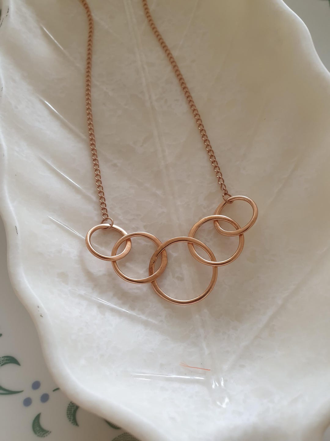 Rose Gold 5 Linked Circle Necklace, Five Circle Necklace, 50th Birthday ...