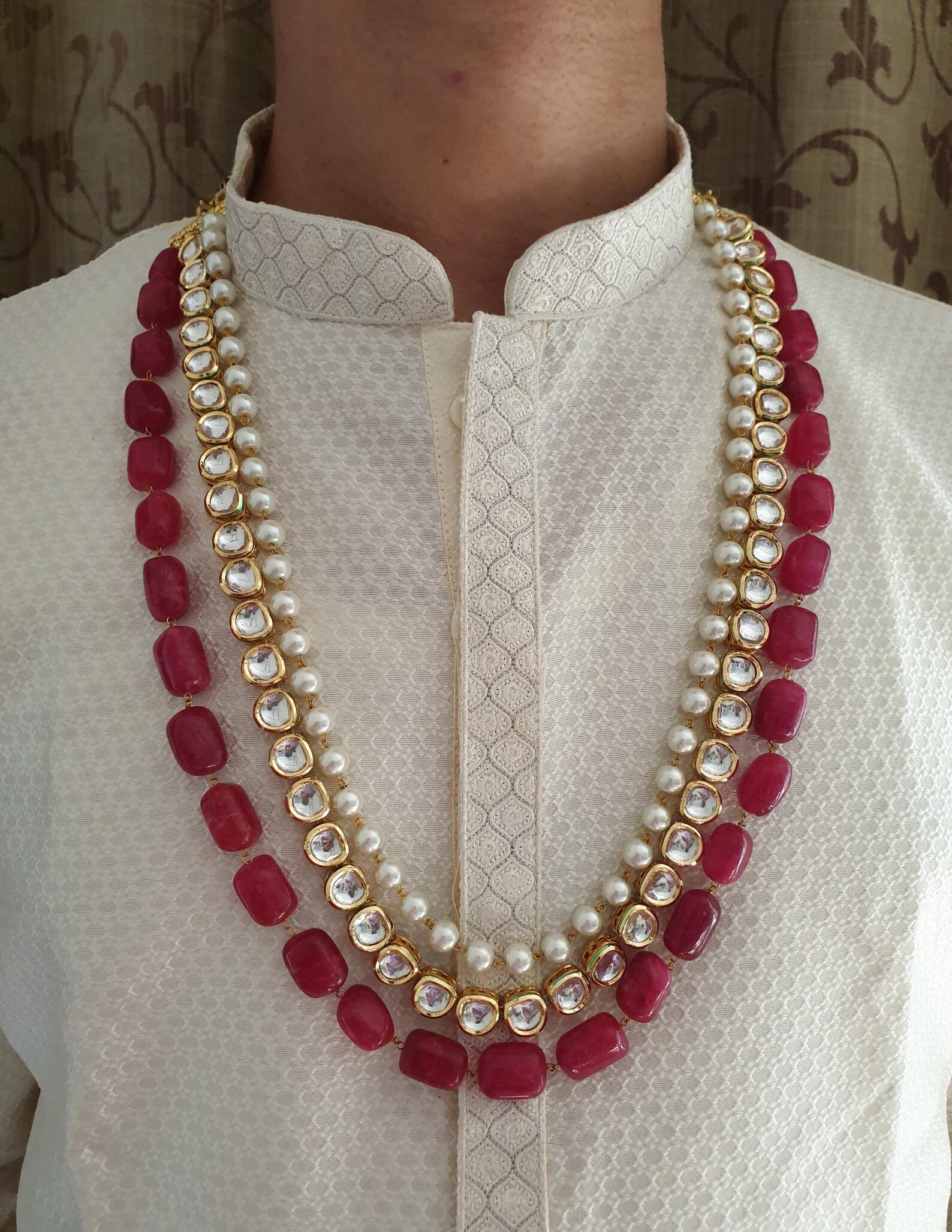 Groom Pearl Mala Necklace, Indian Wedding Jewelry for Men, Dulha ...