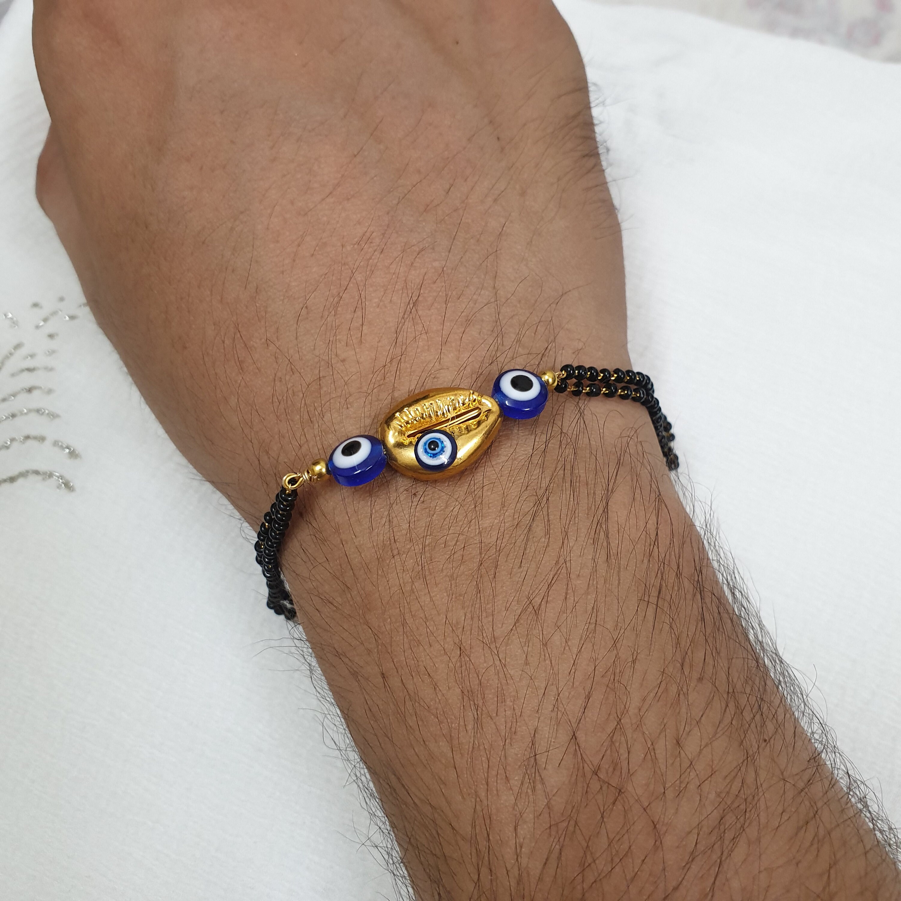 Evil Eye Cowrie Bracelet, Evil Eye Jewelry, Women Mangalsutra Bracelet ...