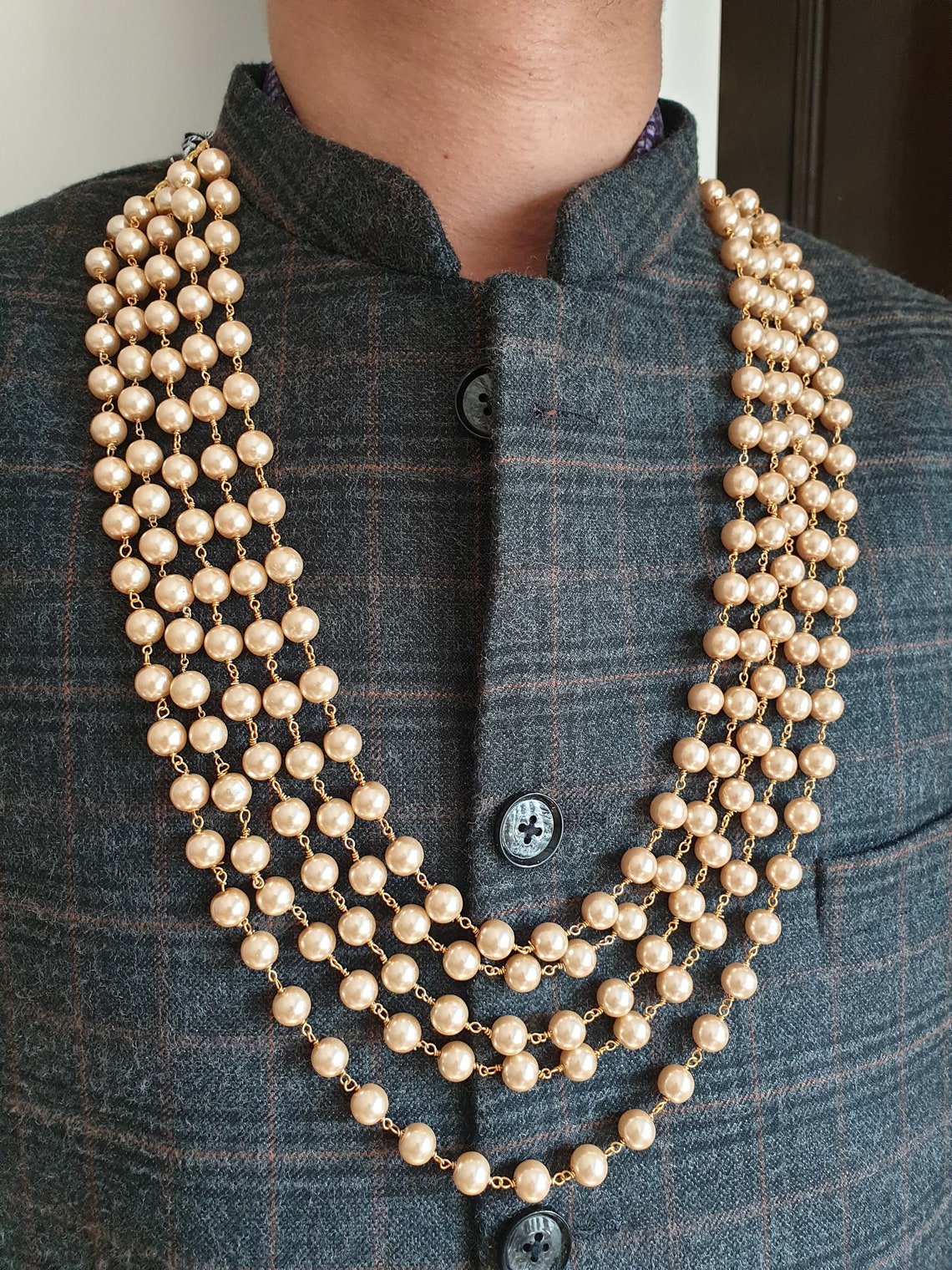 Pearl Mala for Groom, Multi Layer Pearl Sherwani Mala, Dulha Mala ...
