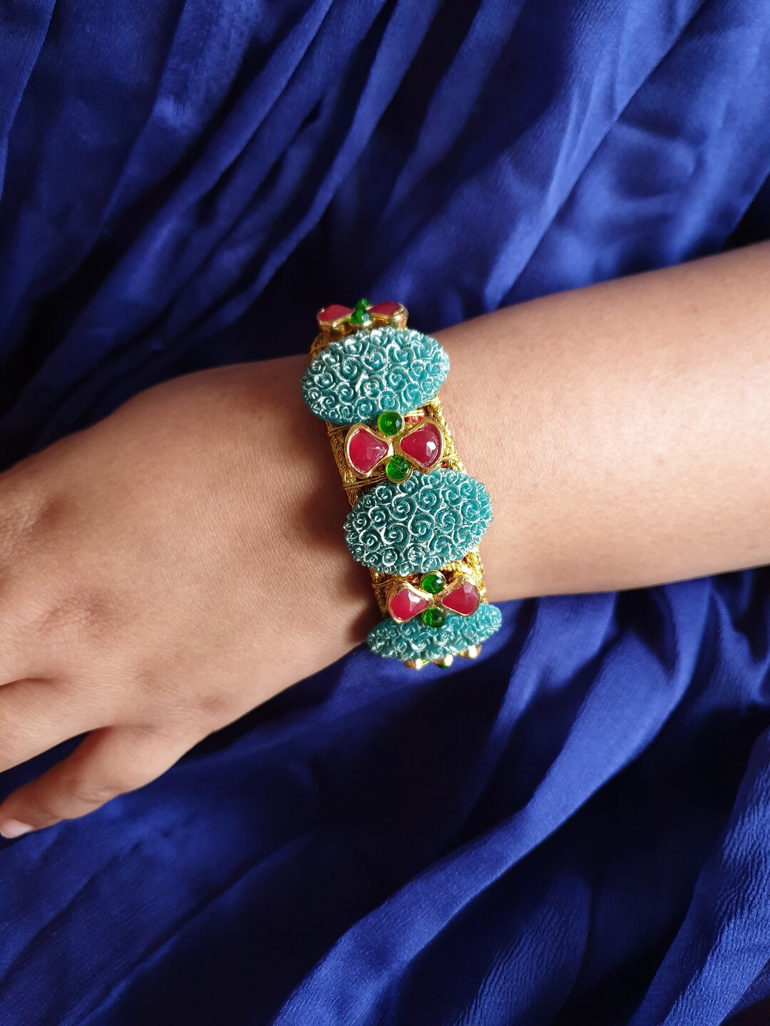 Ruby Color Bracelet, Teal Green Indian Bangle, Indian Jewelry, Bridal ...