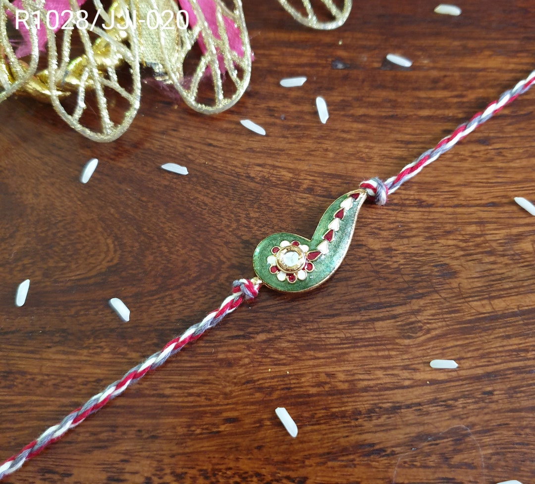 Handcrafted Rakhi for Brother, Thread Bracelet With Intricate Beadwork ...