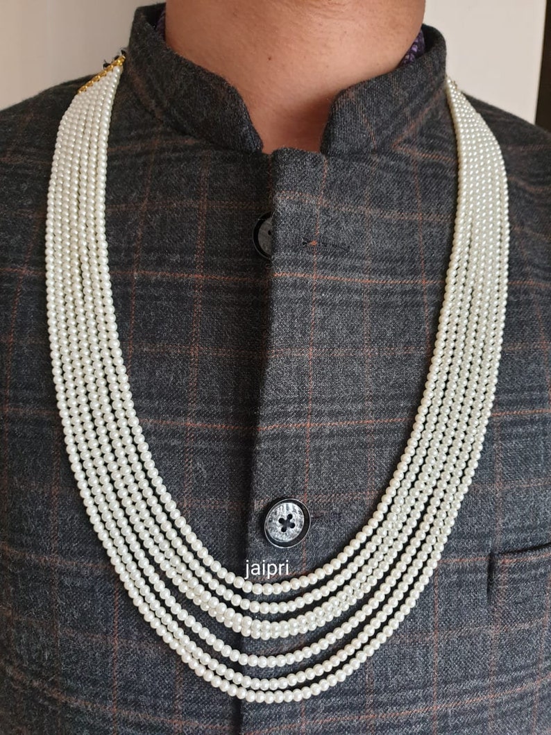 Designer Seven Layer Long Pearl Necklace for Groom, Dulha Mala, Indian ...