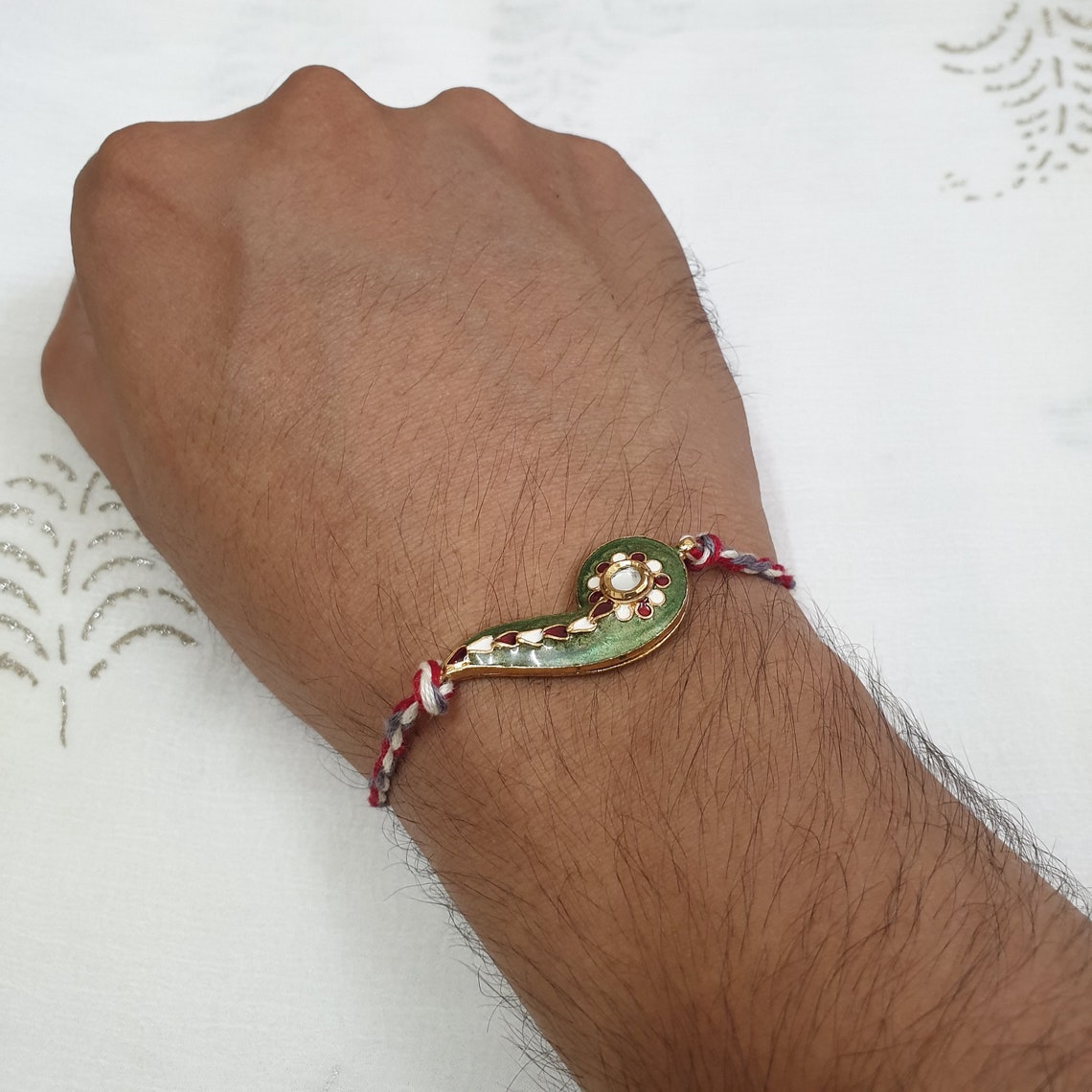 Handcrafted Rakhi for Brother, Thread Bracelet With Intricate Beadwork ...