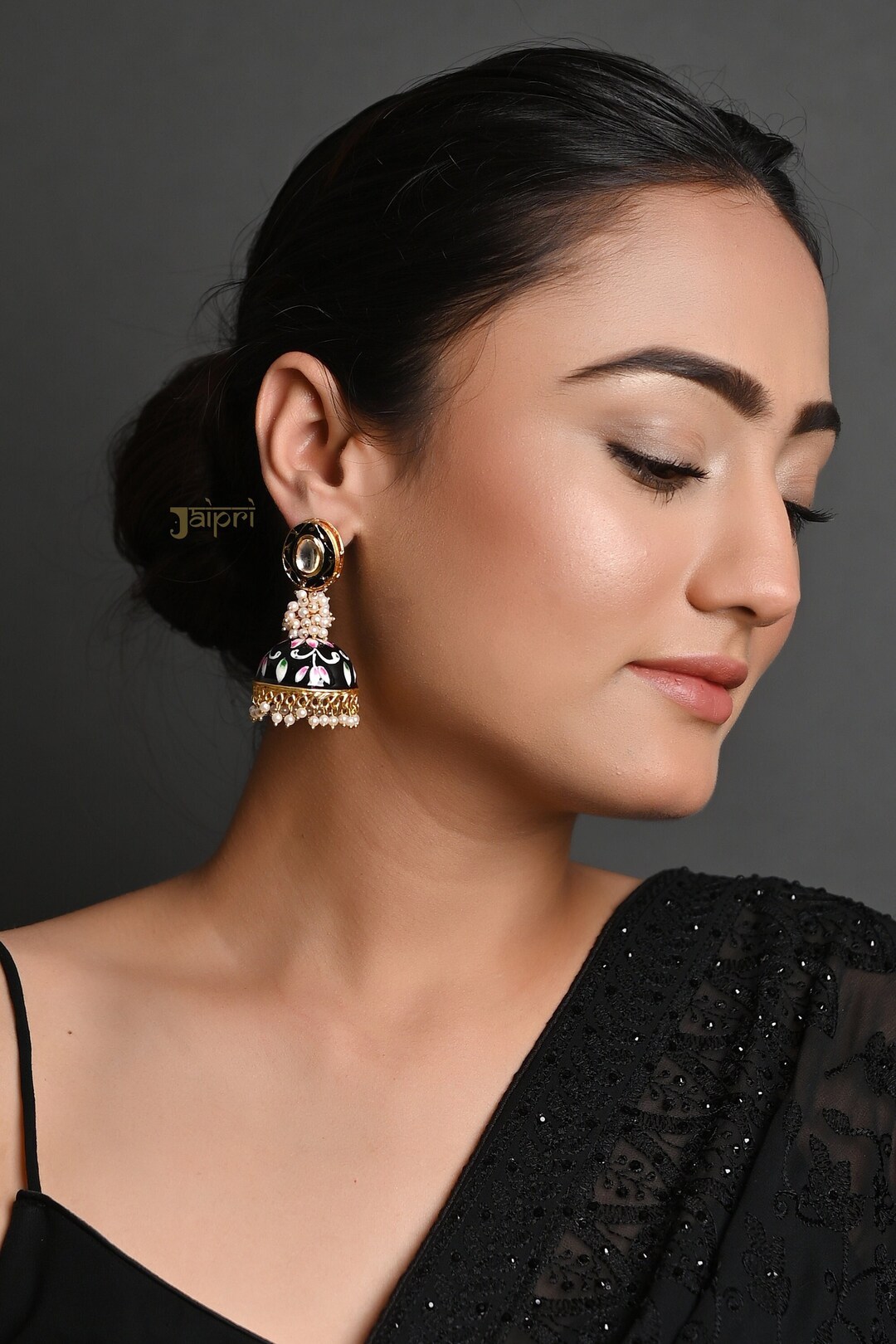 Handpainted Kundan Jhumki/ Small Jhumka/ Meenakari Jhumka/ Indian ...