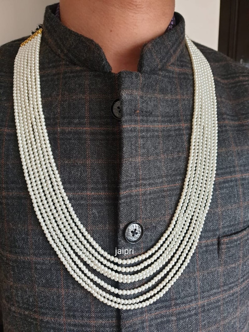 Designer Seven Layer Long Pearl Necklace for Groom, Dulha Mala, Indian ...