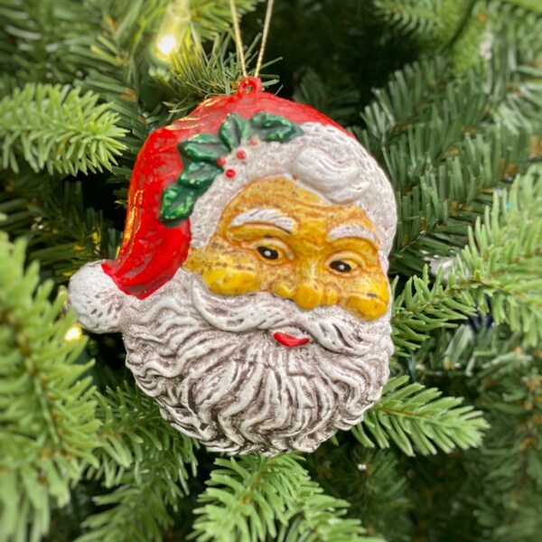 Santa Head Ornament - Etsy