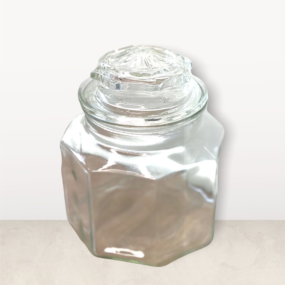Vintage Octagonal Anchor Hocking Apothecary Glass Jar, Vintage Anchor ...