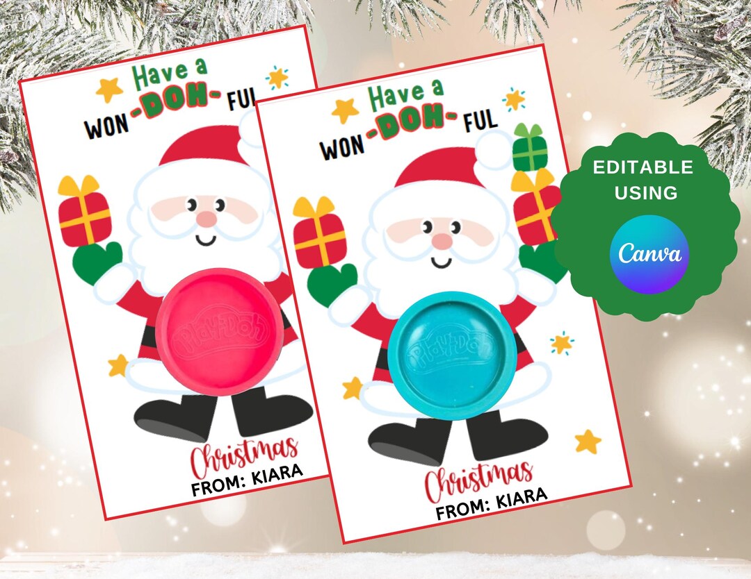 Christmas Play Doh Holder Santa, Printable Holiday Class Gifts, Play ...