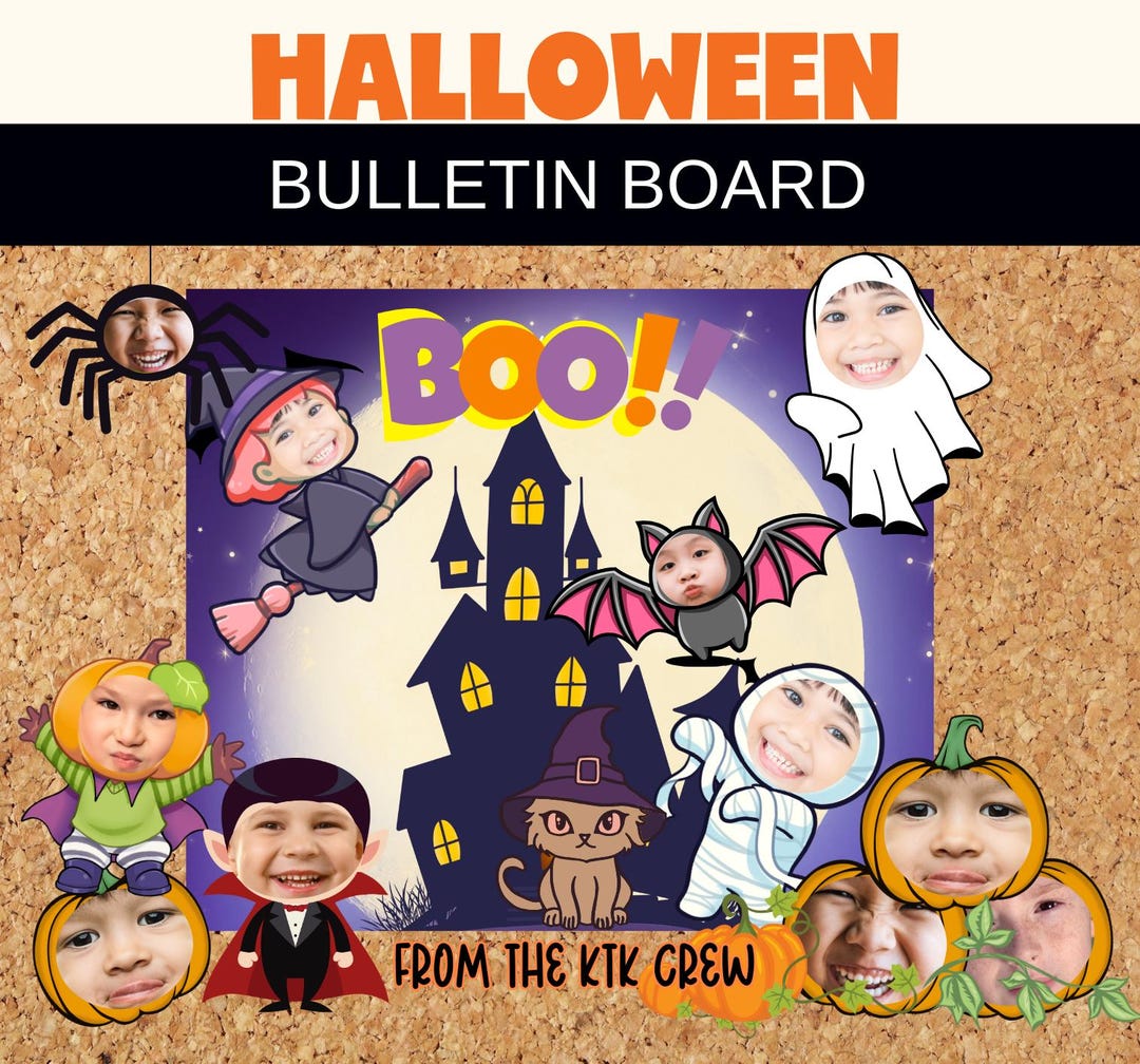 Halloween Bulletin Board Ghosts Classroom Decor Children’s Faces ...