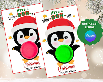 Christmas Play Doh Holder Reindeer, Printable Holiday Class Gifts, Play ...