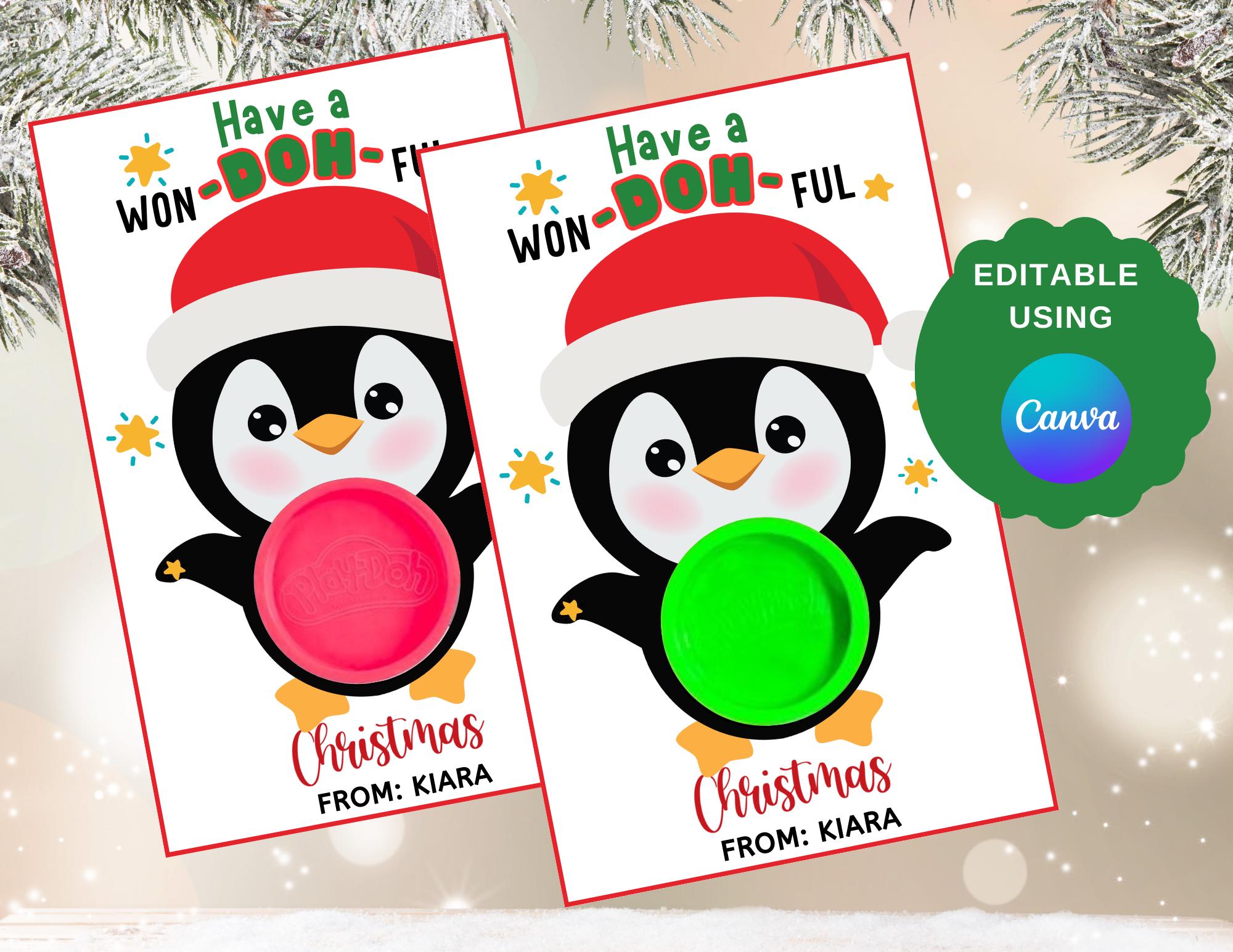 Christmas Play Doh Holder Penguin, Printable Holiday Class Gifts, Play ...