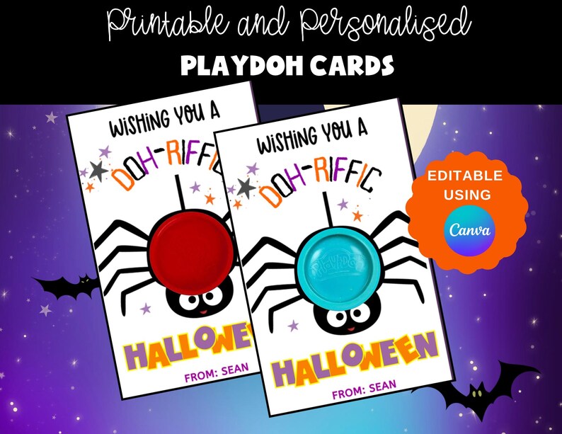 Halloween Play Doh Holder, Printable Holiday Class Gifts, Play Dough ...