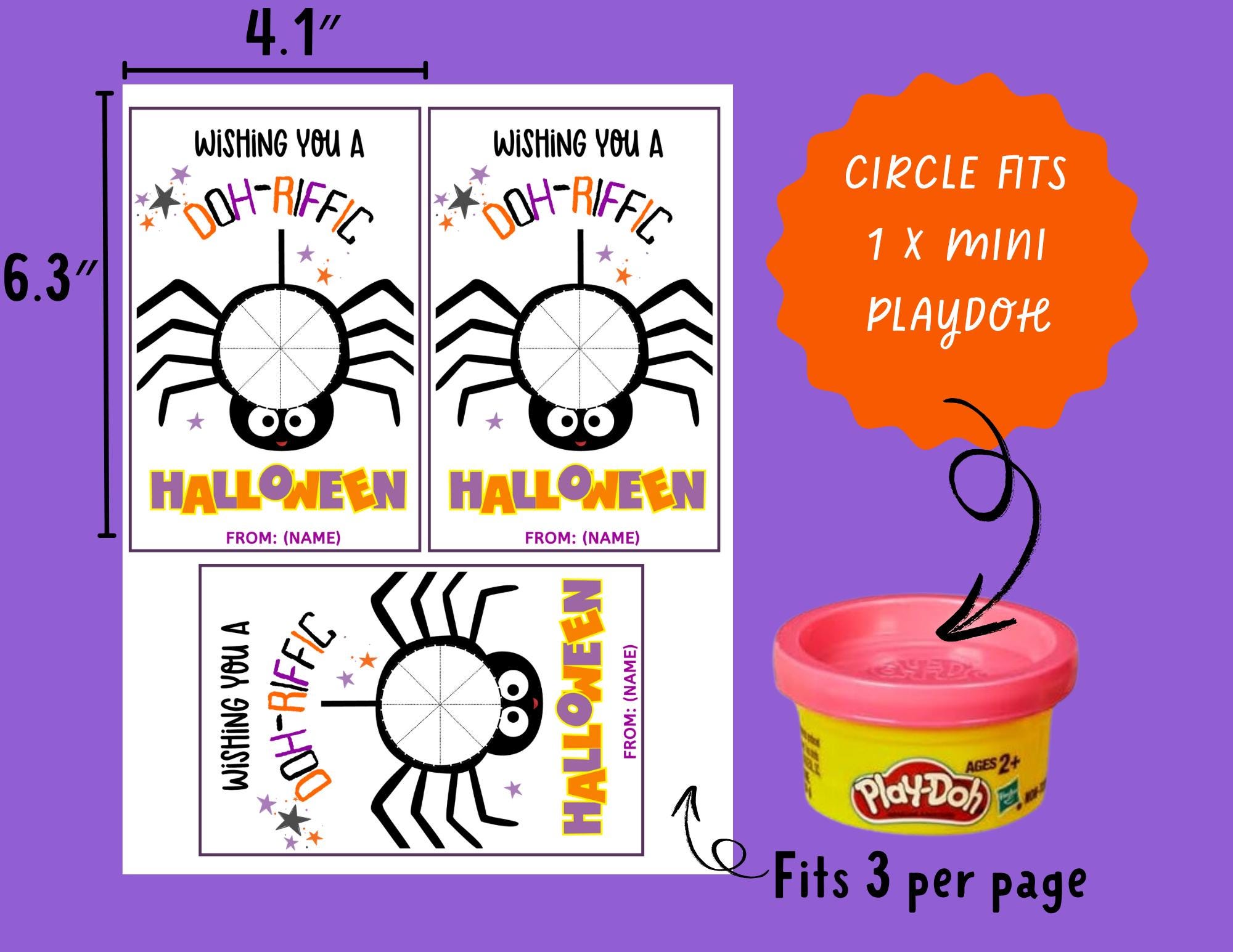 Halloween Play Doh Holder, Printable Holiday Class Gifts, Play Dough ...