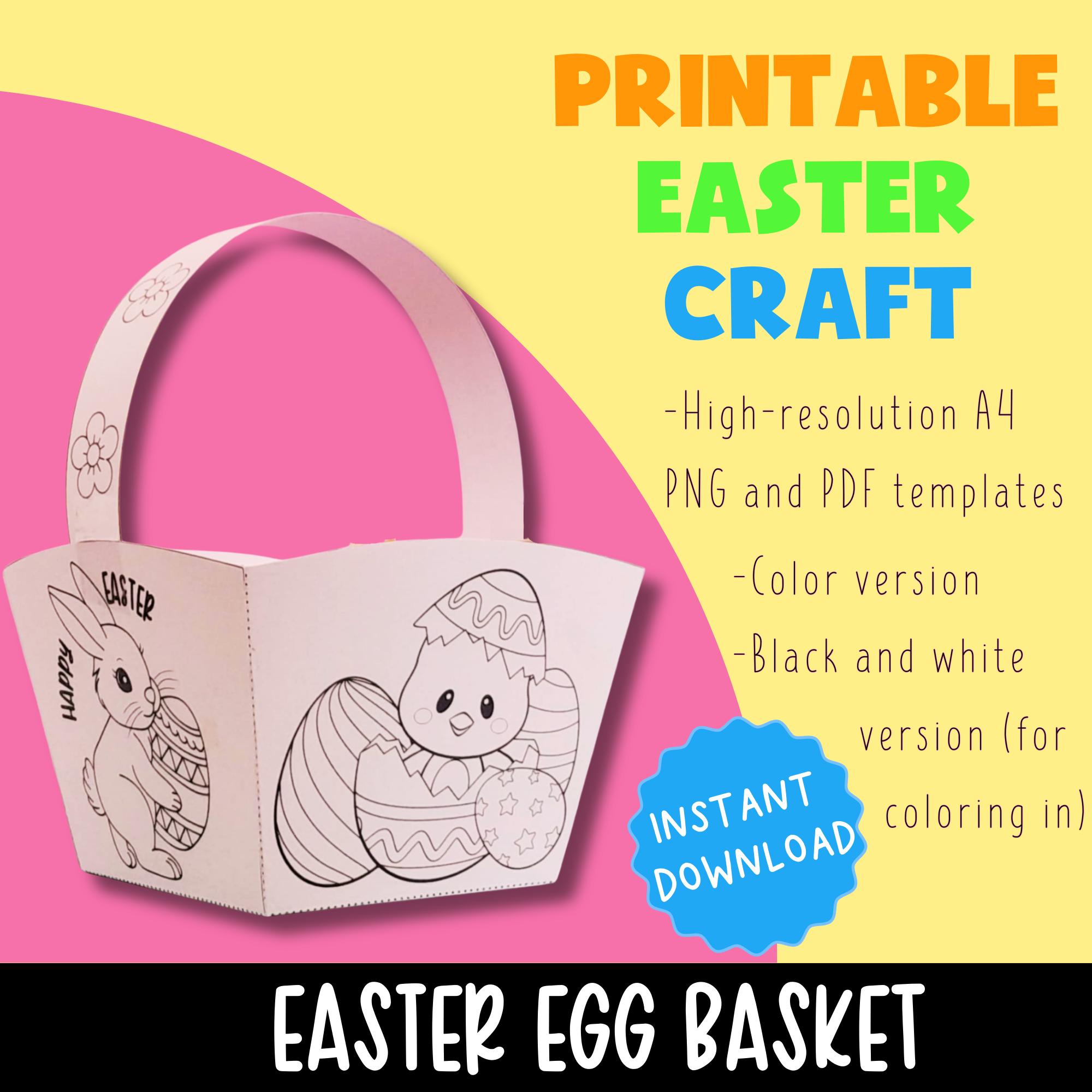 Printable Easter Basket, Easter Craft, Easter Basket Template, Paper ...
