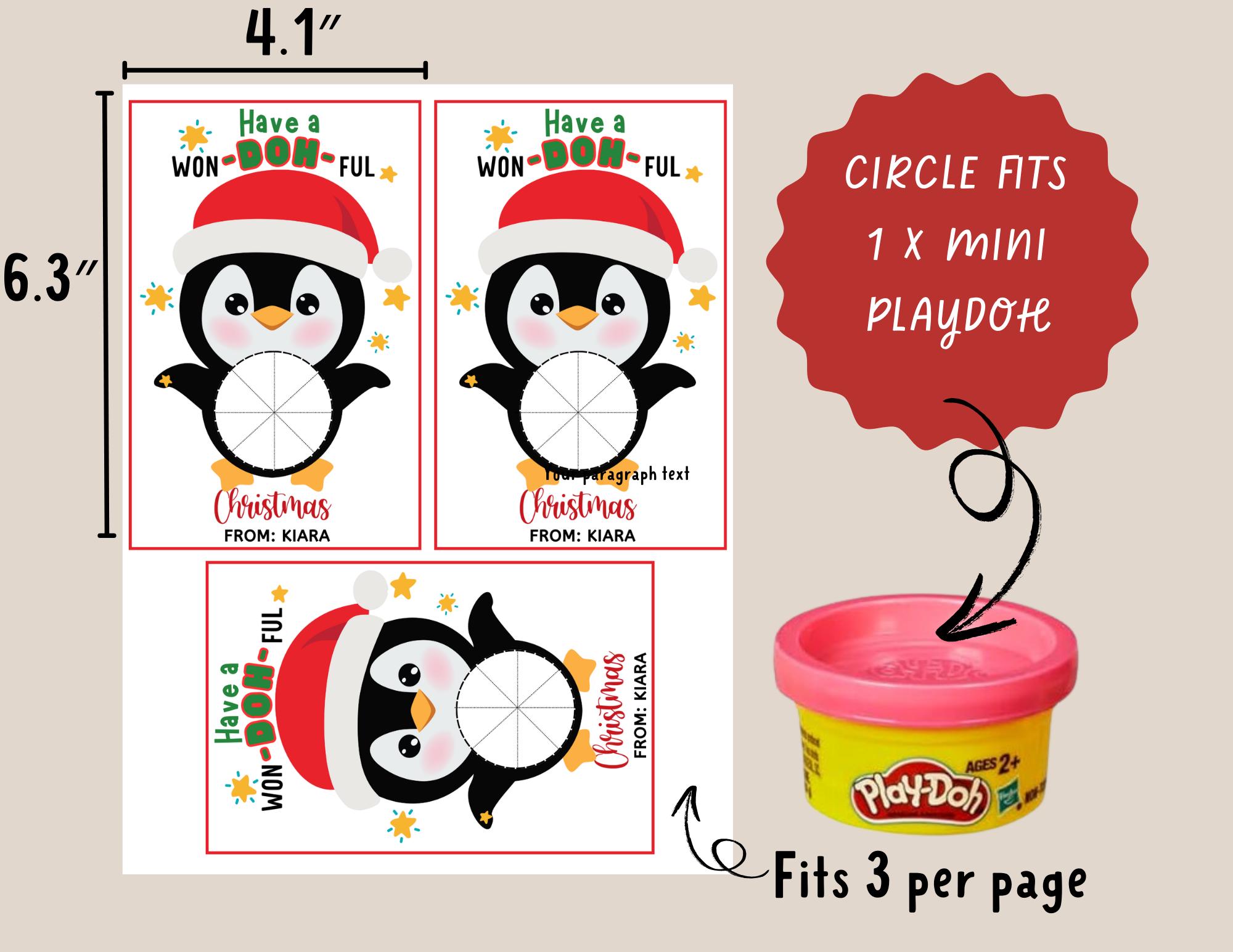 Christmas Play Doh Holder Penguin, Printable Holiday Class Gifts, Play ...