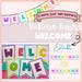 Bright Banner Rainbow Bunting Letters & Welcome Banner Sign Editable ...