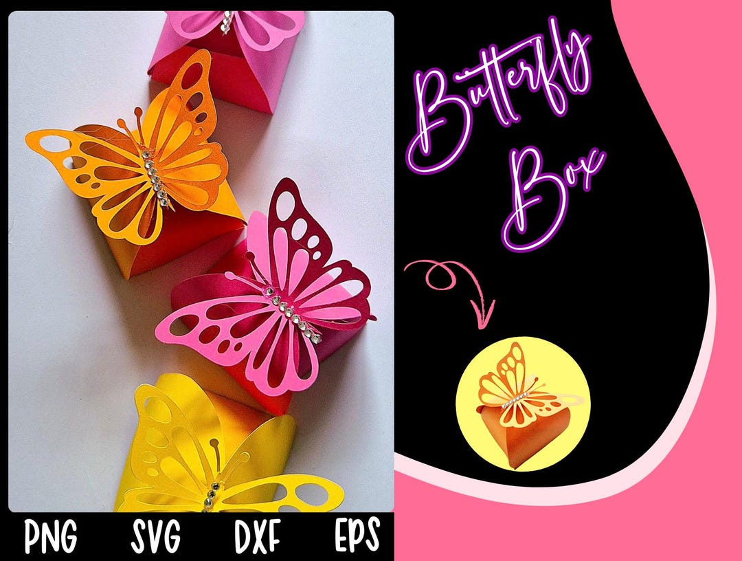 Butterfly Gift Box Svg, Gift Boxes Svg, Butterfly Box Template ...