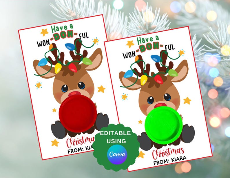 Christmas Play Doh Holder Reindeer, Printable Holiday Class Gifts, Play ...