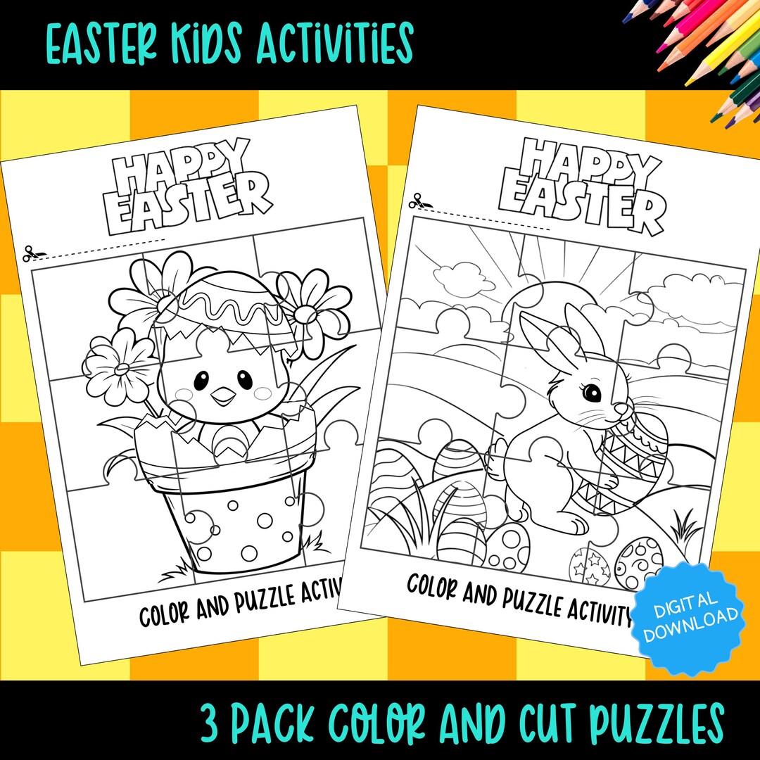 Easter Color and Puzzle Activity Kids Easter Class Games Children ...