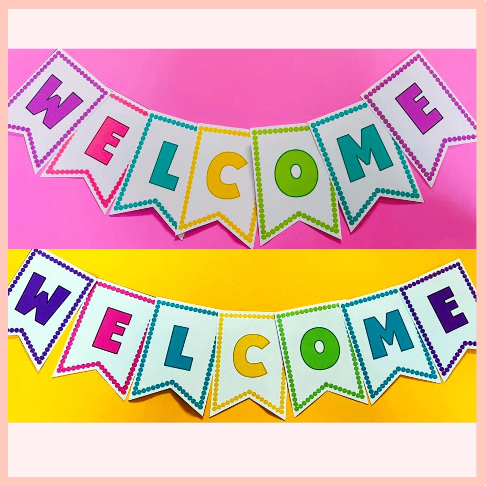 Bright Banner Rainbow Bunting Letters & Welcome Banner Sign | Editable ...